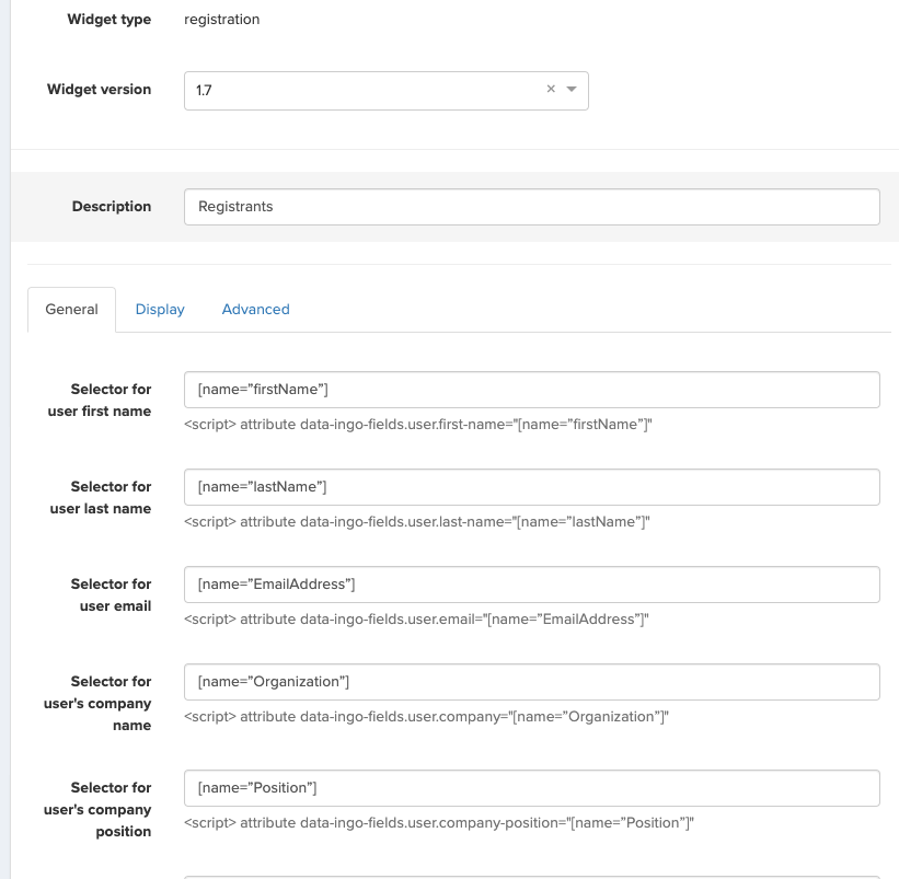 Mapping Your Registration Widget